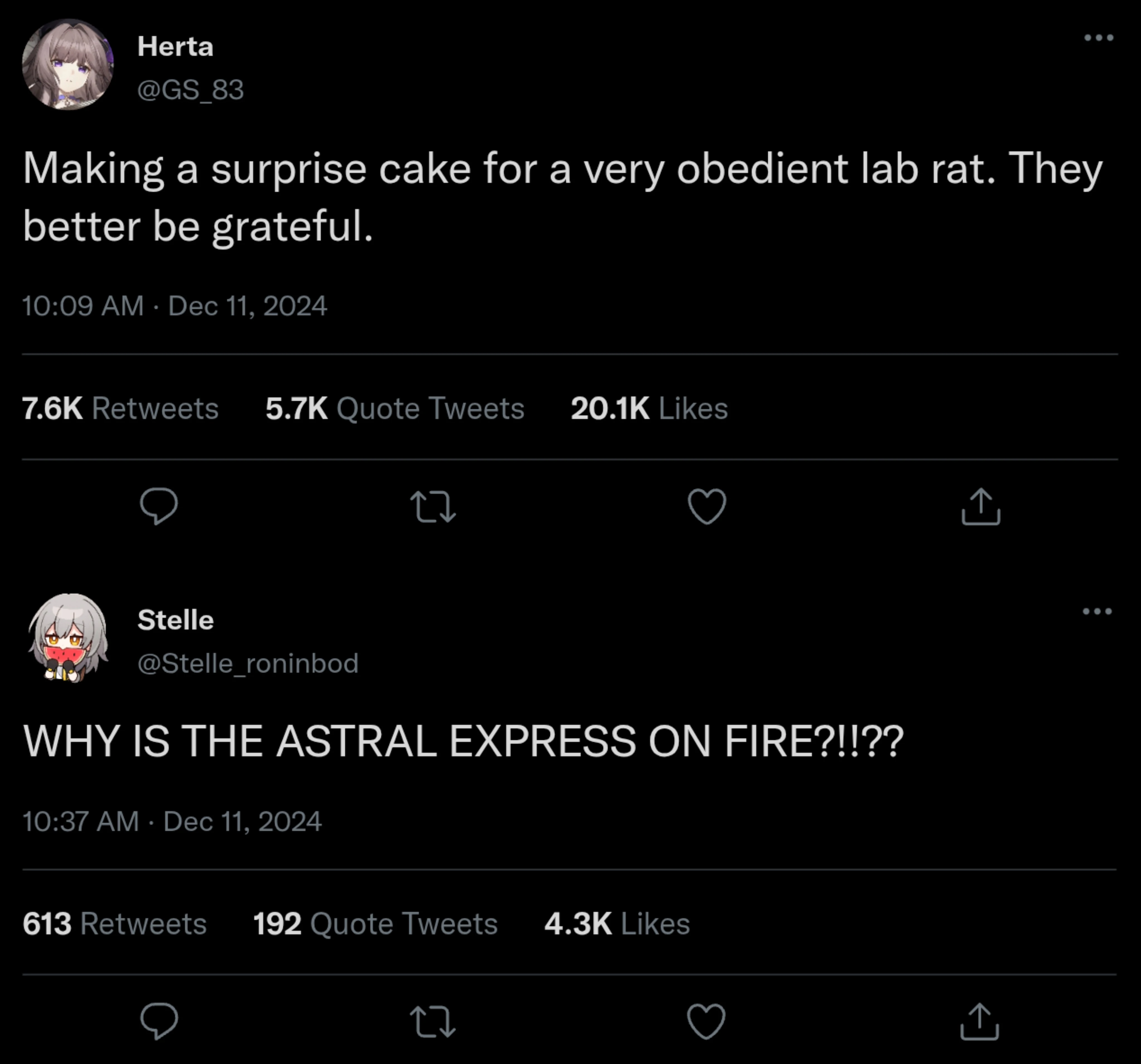 I made this same meme but with Stelle burning down the kitchen way back ...