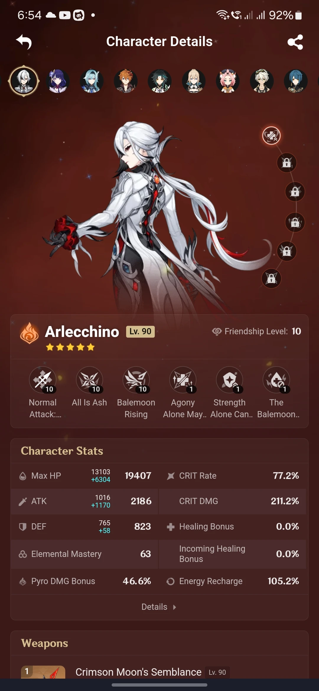 My Arlecchino, need improvements help me. C2 or C4? Genshin Impact ...