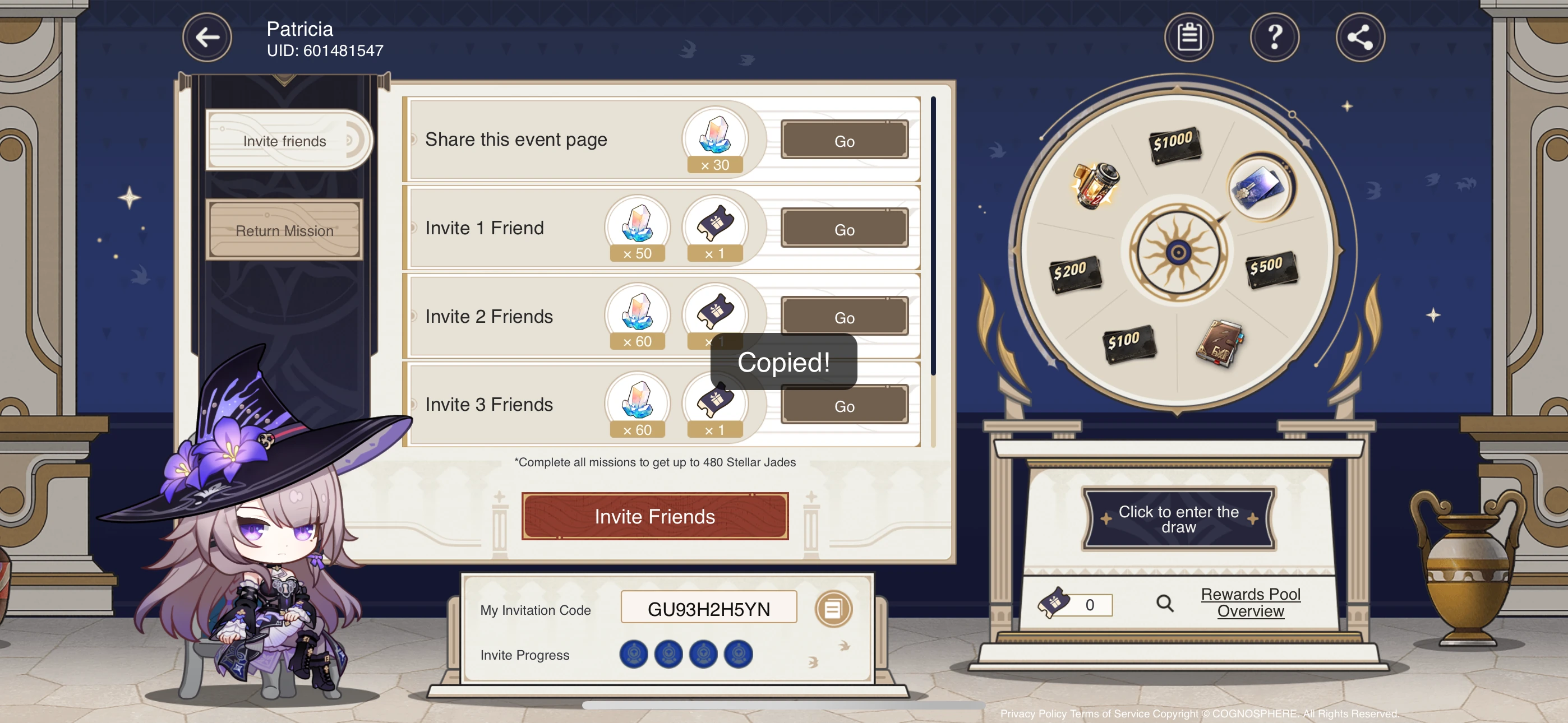 My invitation code is GU93H2H5YN Genshin Impact | HoYoLAB