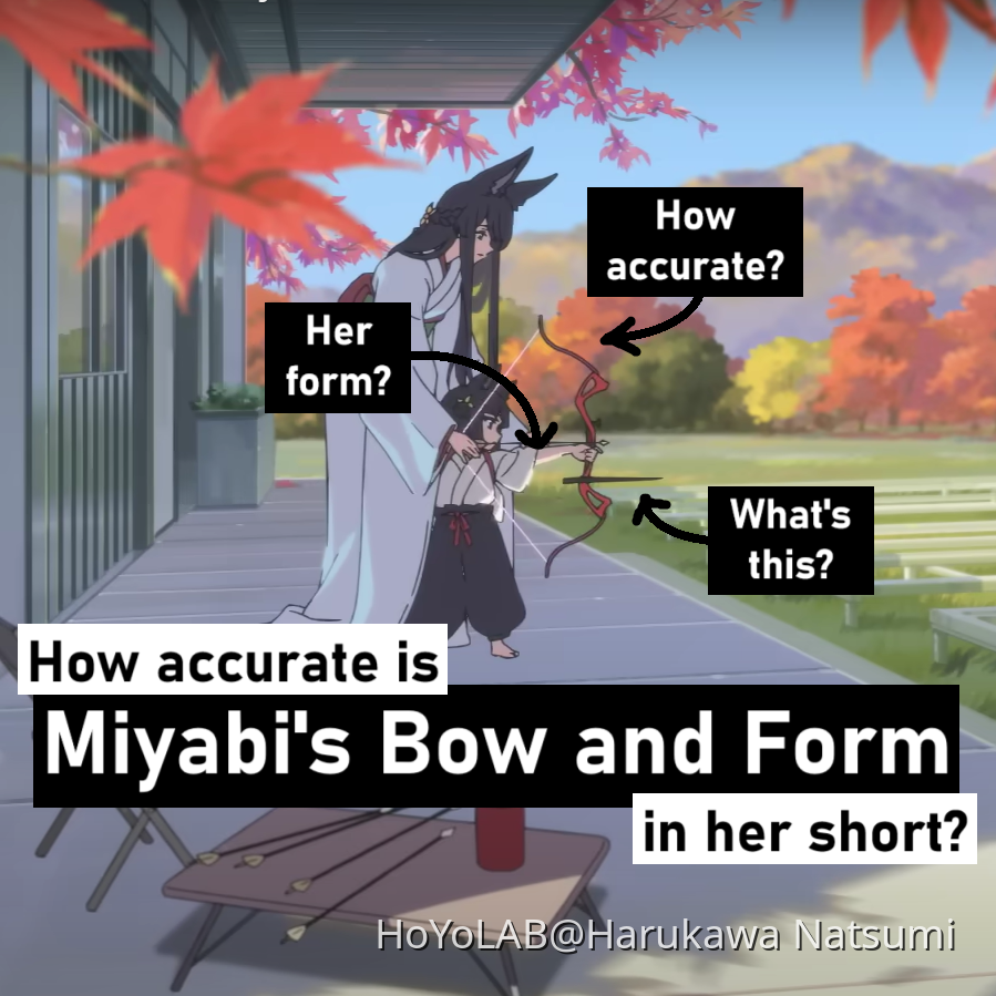 Recurve archer analyzes a single frame from Miyabi's animated short to death (Young Miyabi's Bow ...