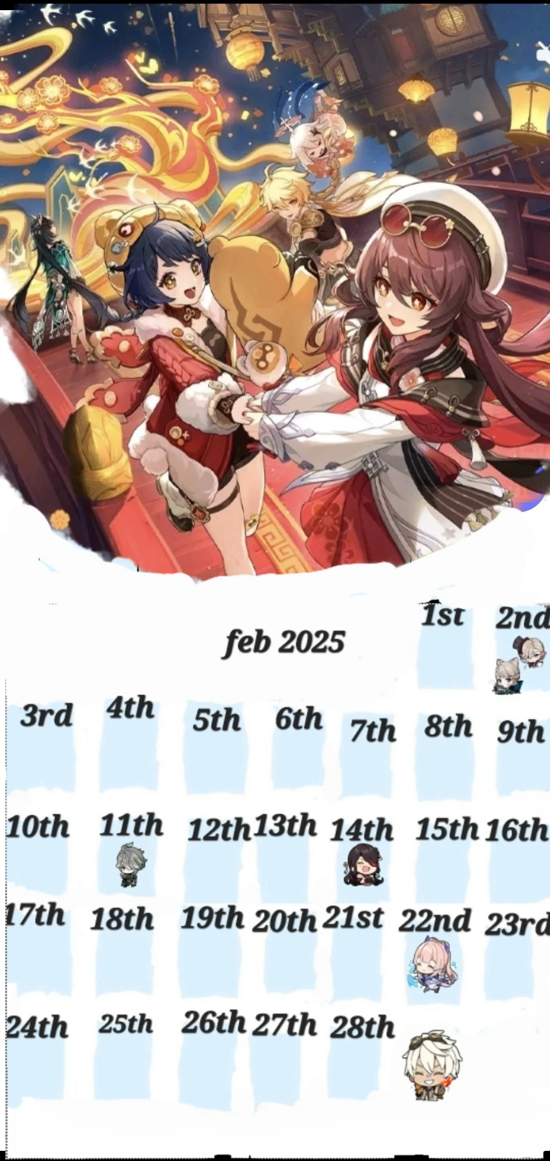 Genshin character birthday calendar (February) Genshin Impact | HoYoLAB