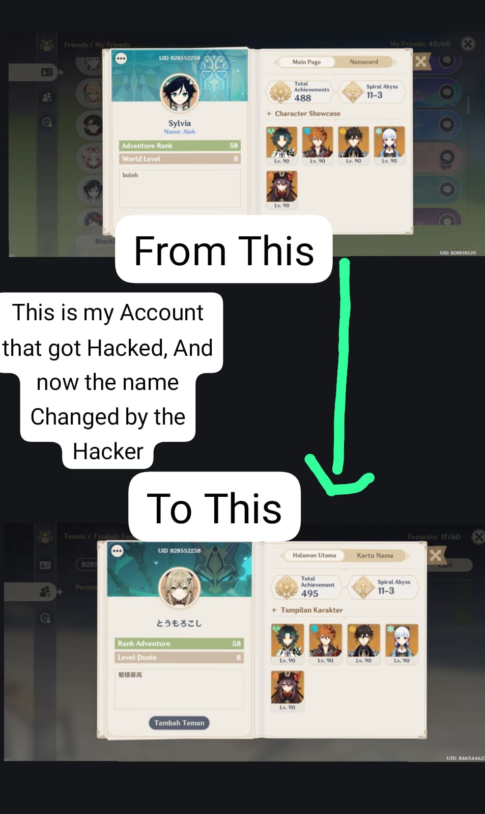 HACKED ACCOUNT FROM DESEMBER 2023 Genshin Impact | HoYoLAB