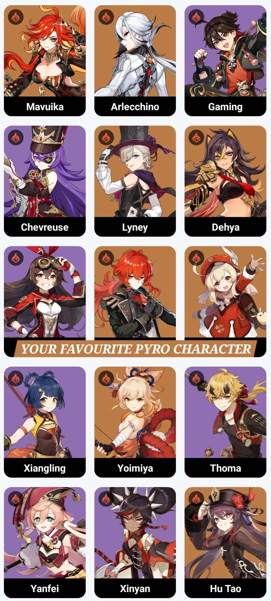 Your Favourite Pyro Character Genshin Impact | HoYoLAB