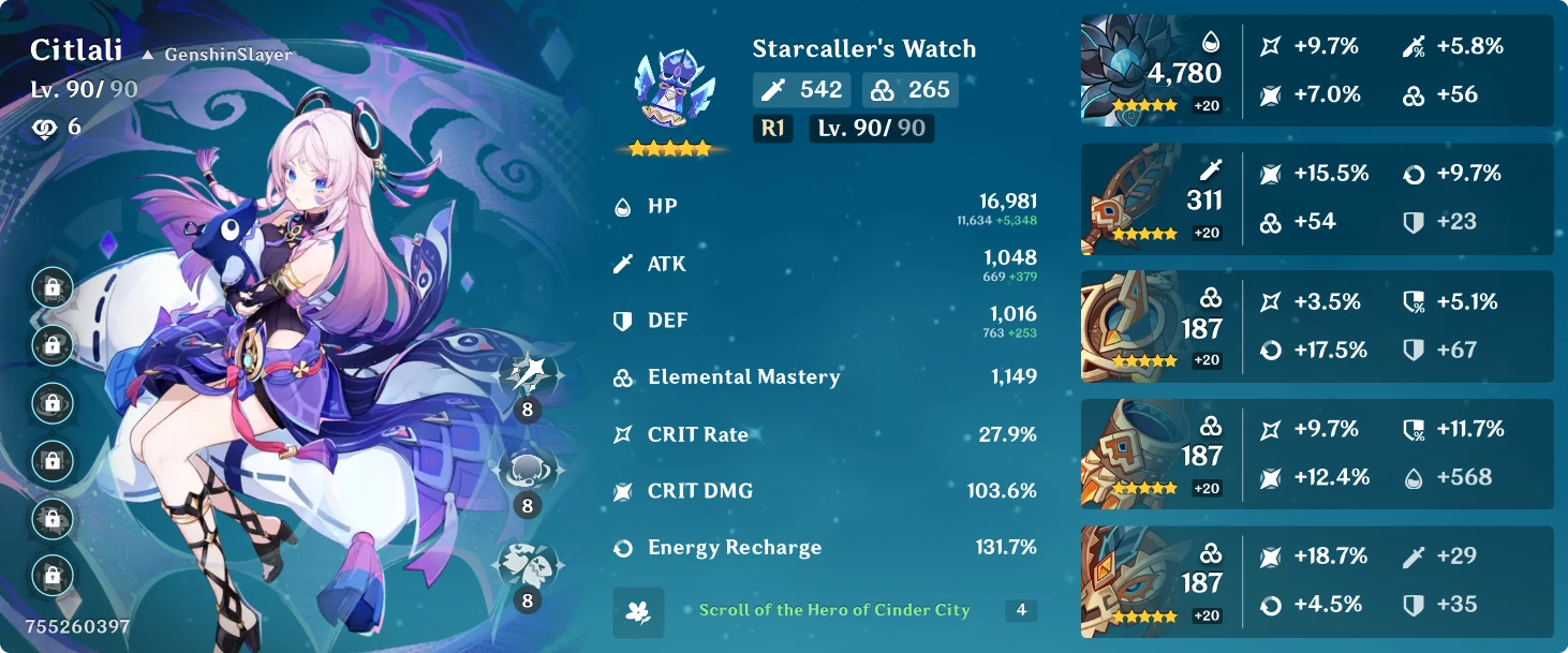 Please Rate My Citlali Build Part 2. Genshin Impact | HoYoLAB