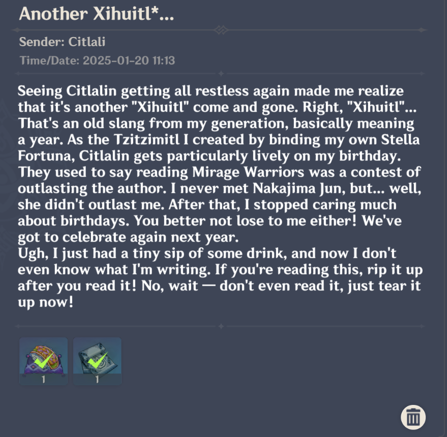 Finally got her, happy birthday CITLALI Genshin Impact | HoYoLAB