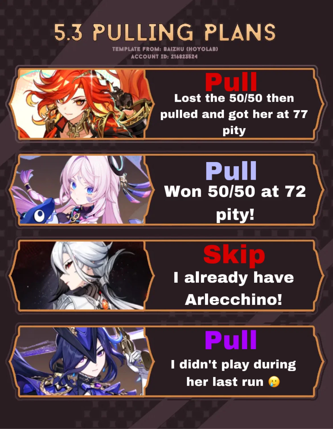 5.3 Pulling Plans (second half & Chronicle Wish) Genshin Impact | HoYoLAB