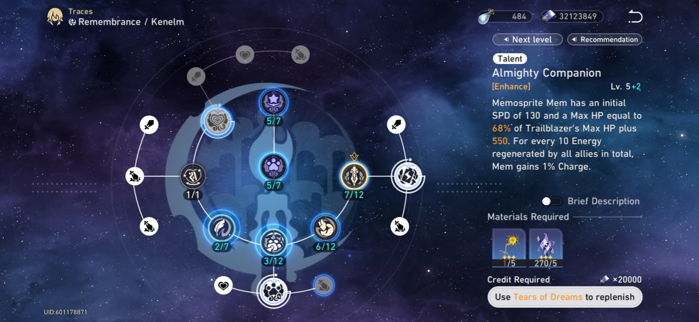 Remembrance Trailblazer Comes with Pre Leveled Traces? Honkai: Star ...