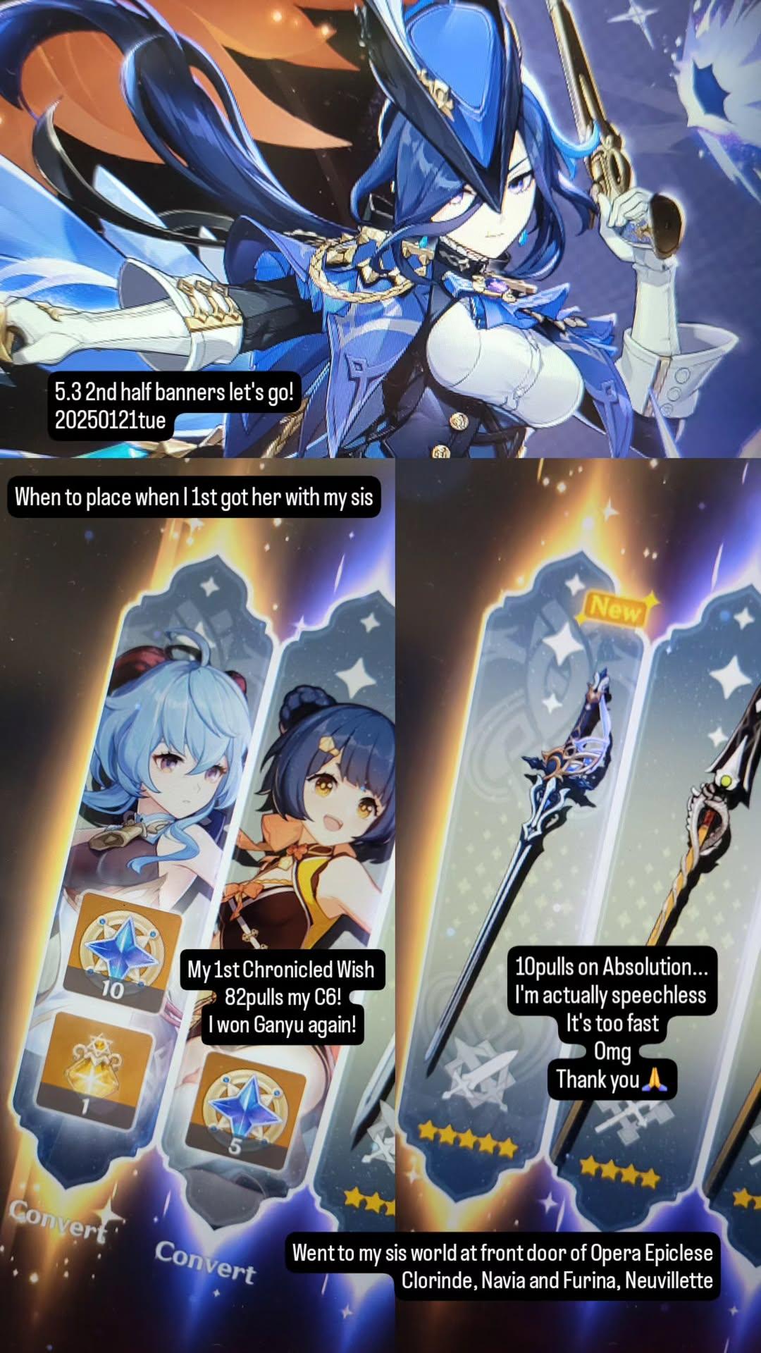 My summary - C6 Ganyu and Clorinde Absolution weapon | 2nd half banners ...