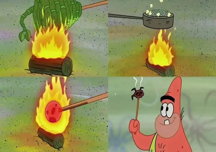 caveman fire spongebob