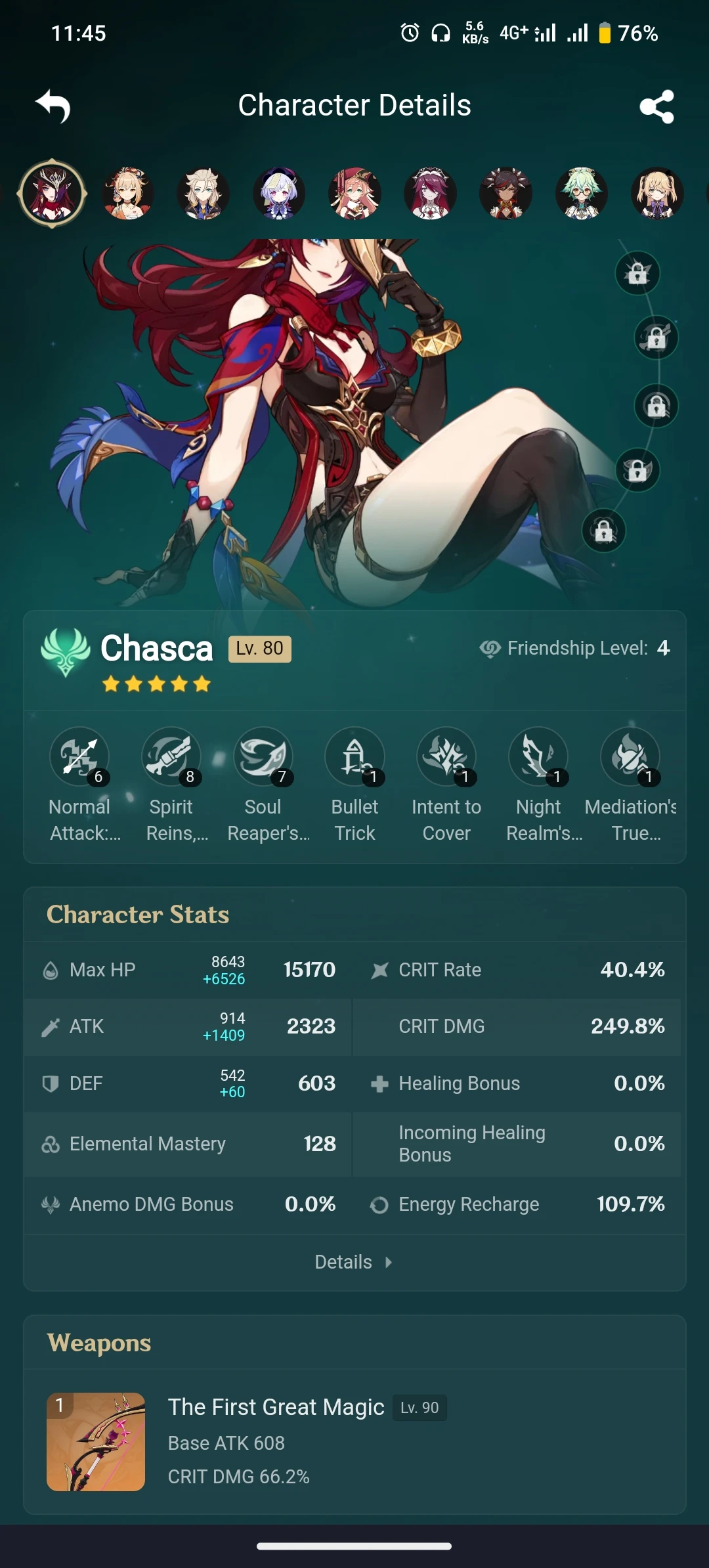 Is this okay build for Chasca? Give me your opinions Genshin Impact ...