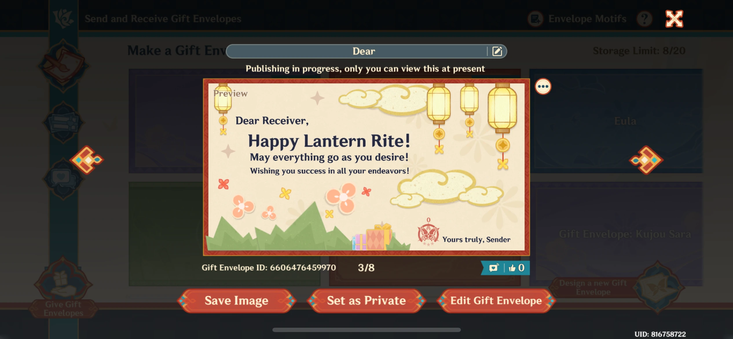 My Lantern Rite Envelopes! Genshin Impact | HoYoLAB