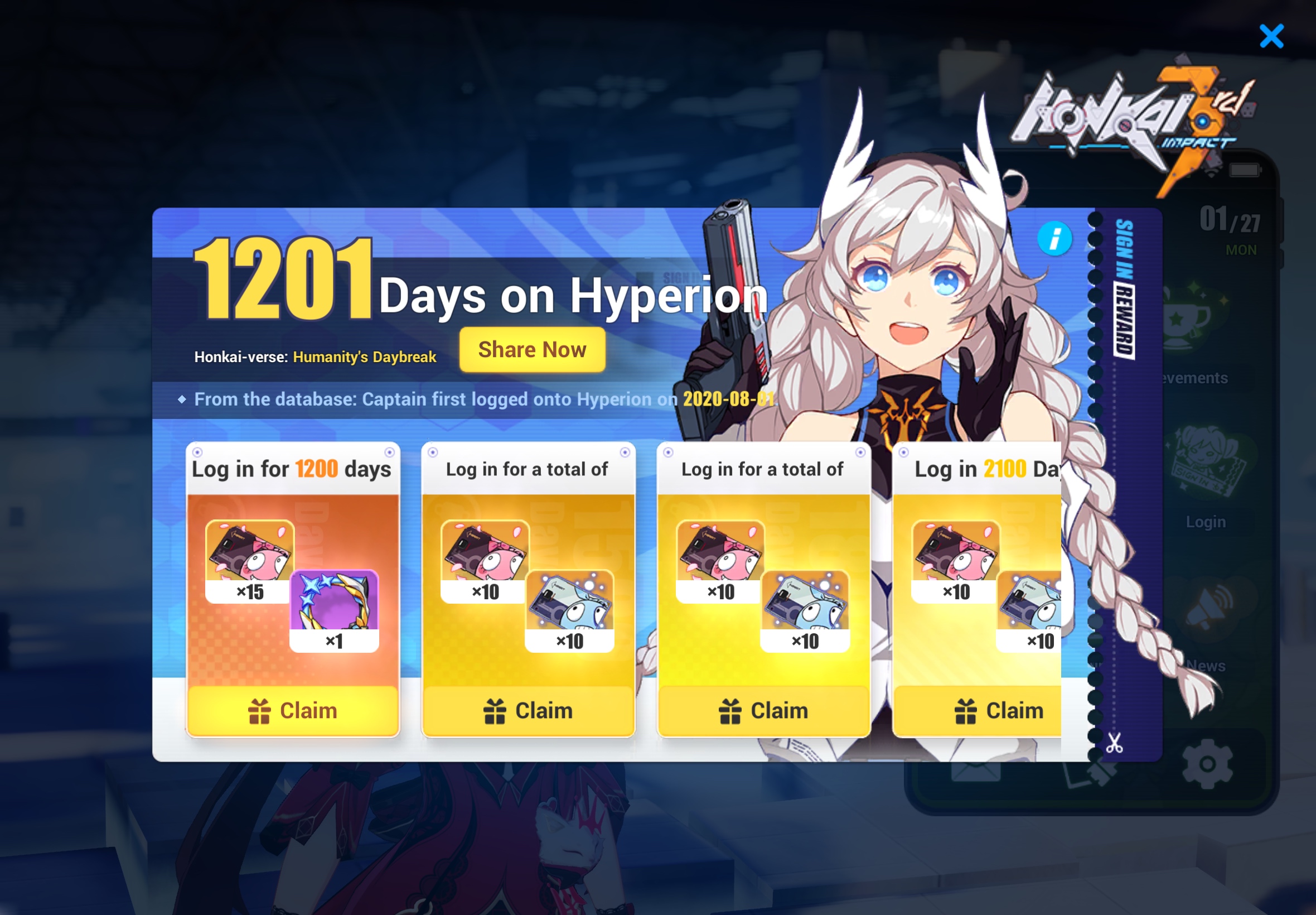 1201 DAYS GURLY! 🥂 Honkai Impact 3rd | HoYoLAB