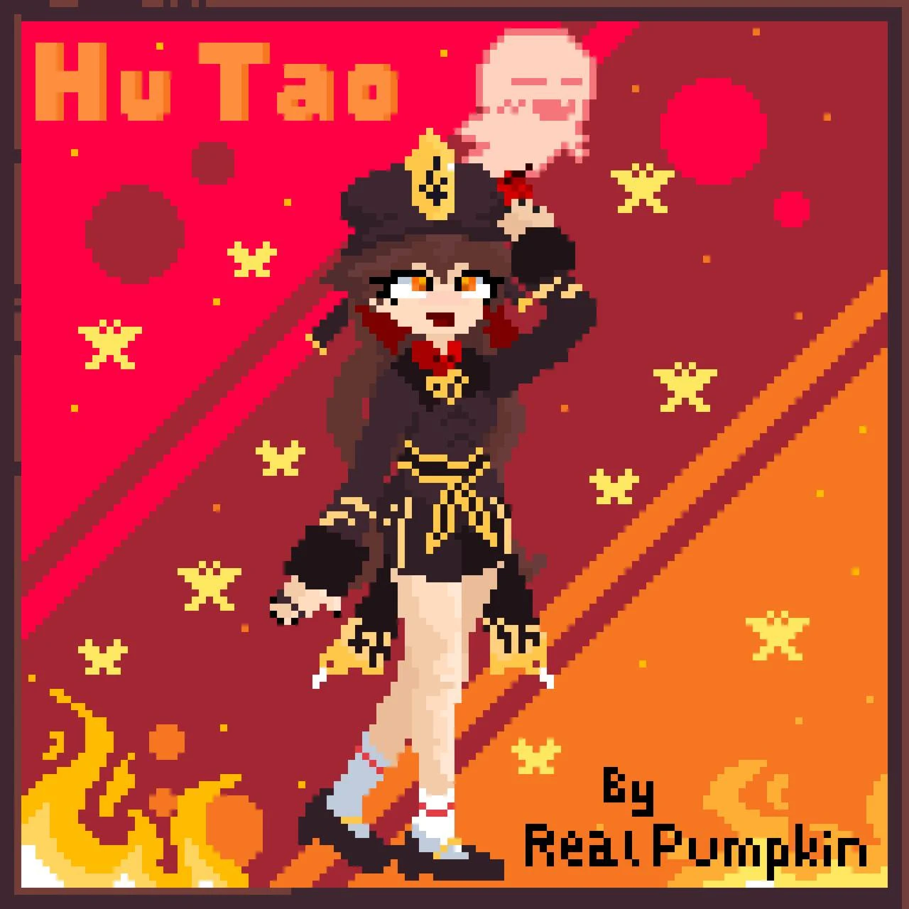 Simple pixel art of Hu Tao Genshin Impact | HoYoLAB