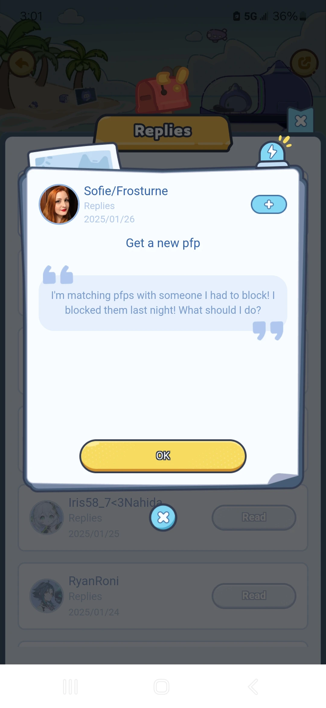 BottleMi responses on pfp change | HoYoLAB