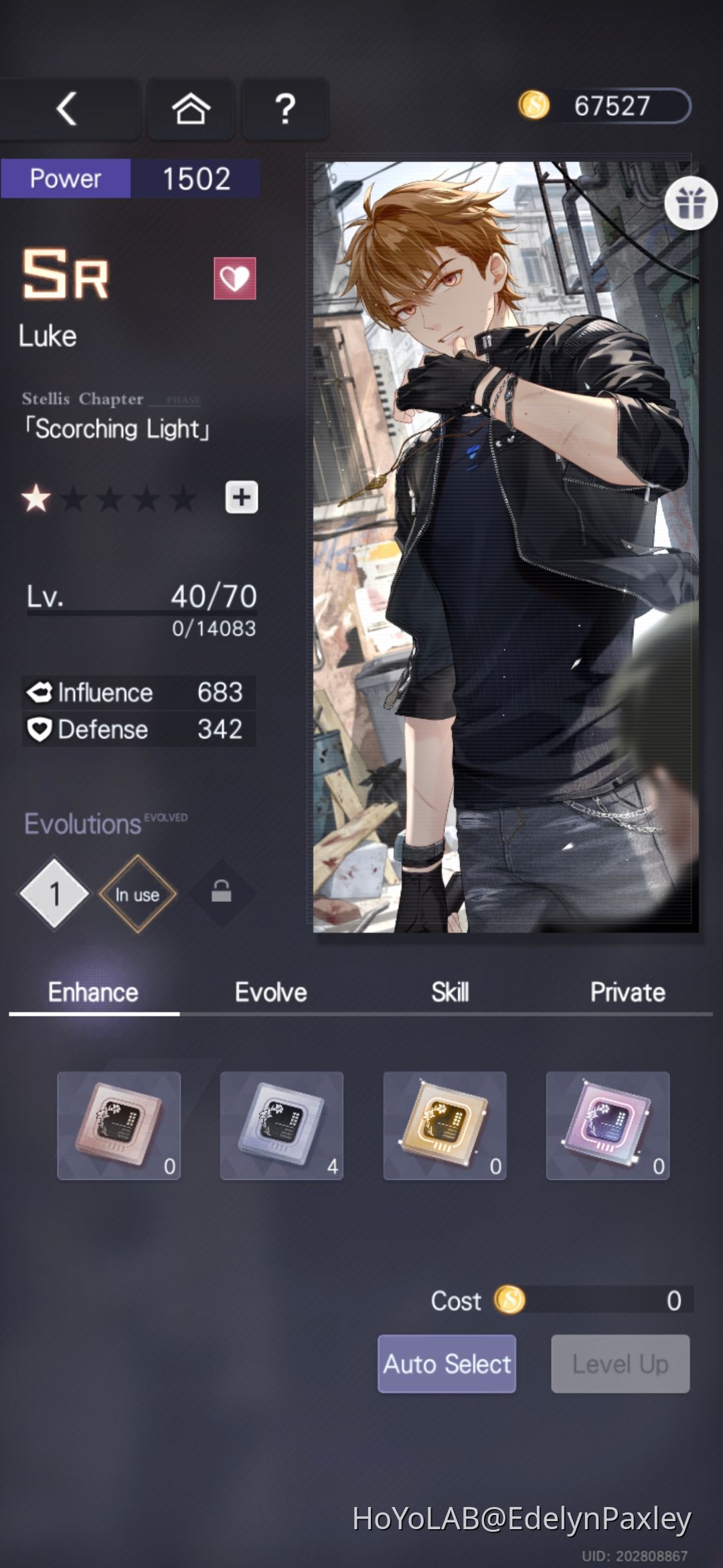 Scorching Light SR Luke 2nd Evolve Unlocked Tears of Themis | HoYoLAB