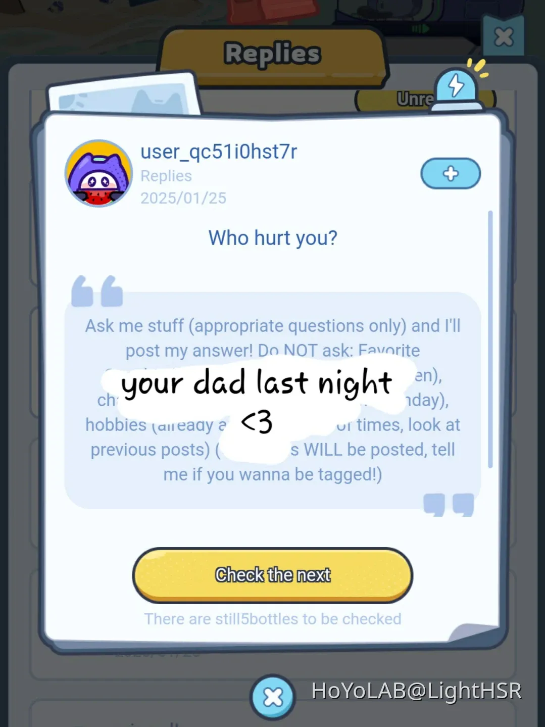 I apologize for the first 3 cringey answers, my inner alpha wolf took ...