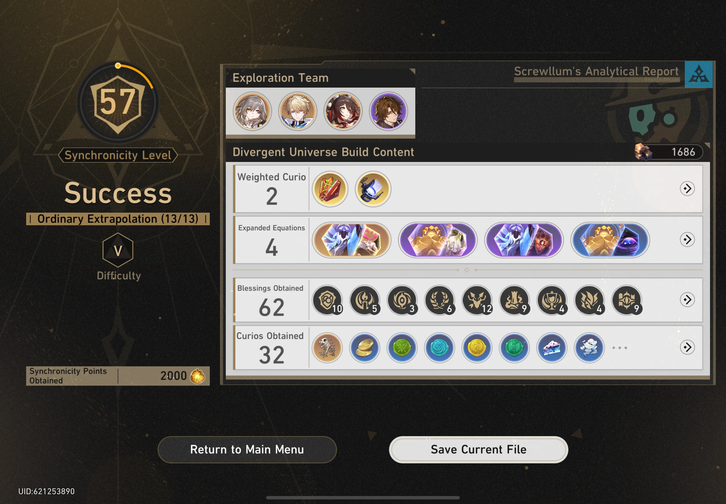 Divergent Universe on Equilibrium Level 1: Difficulty V Cleared (With ...
