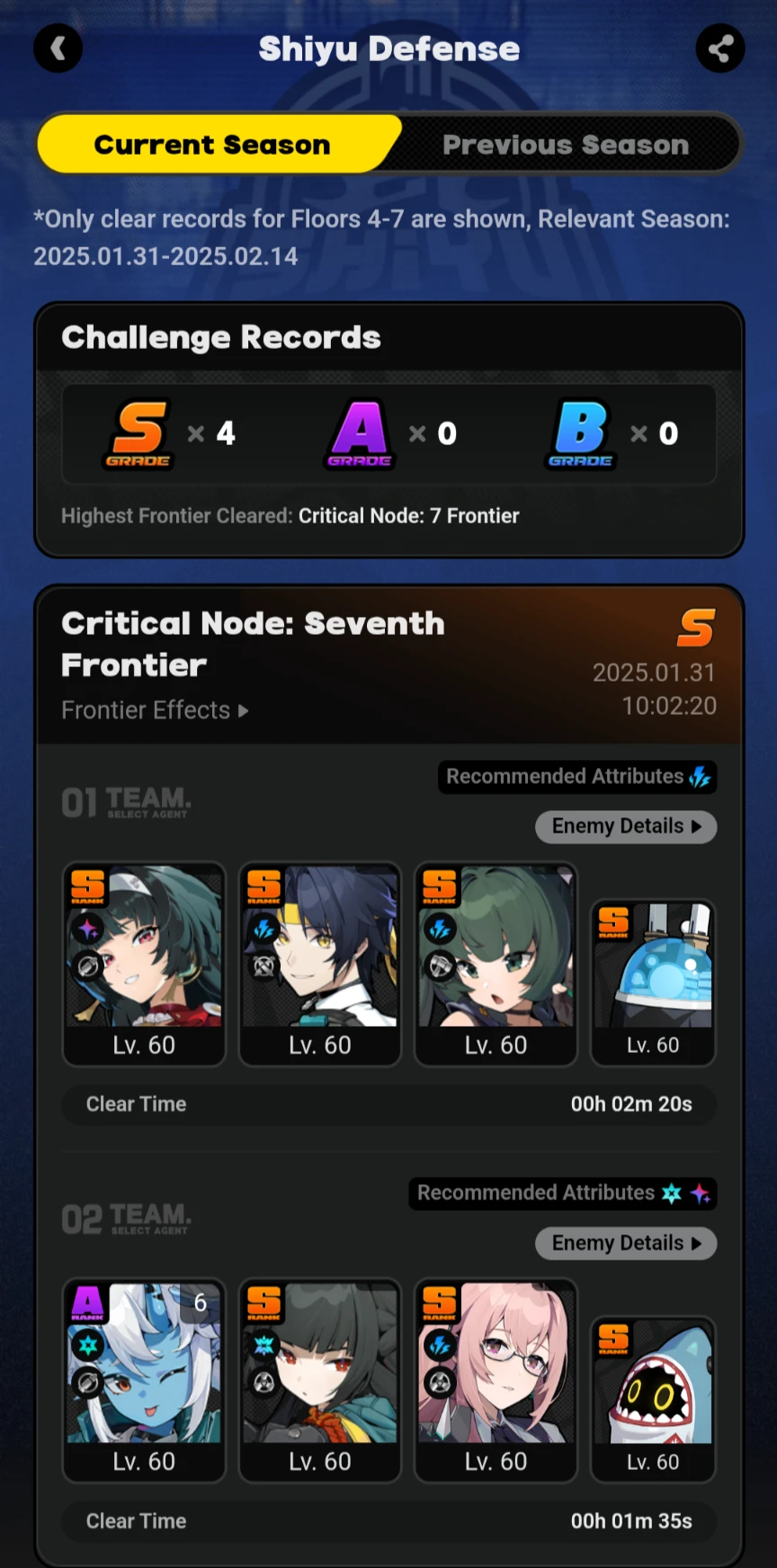 Ver.1.5 Shiyu Defence Rank S Cleared Zenless Zone Zero | HoYoLAB