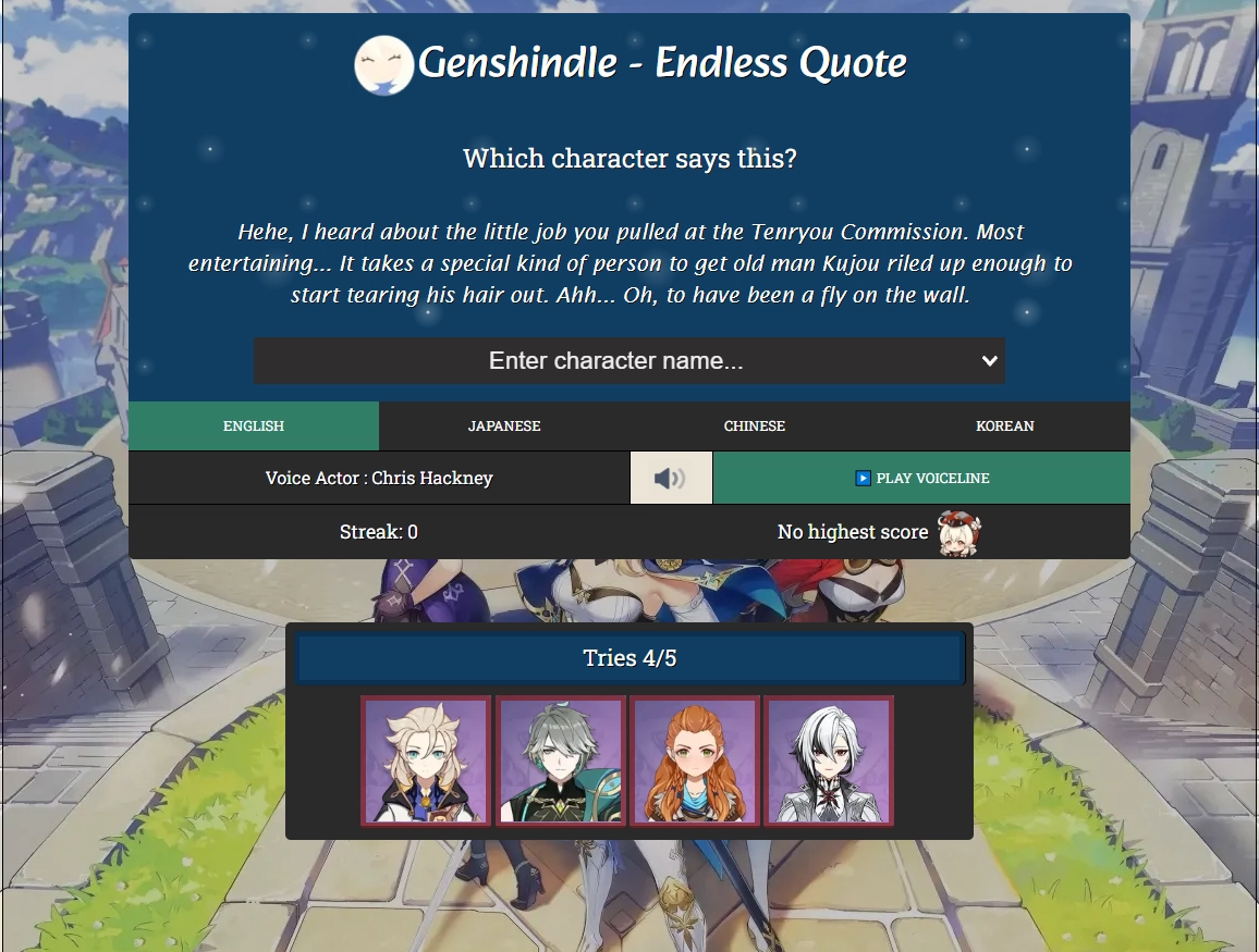 Genshindle - More Endless Modes! Genshin Impact | HoYoLAB