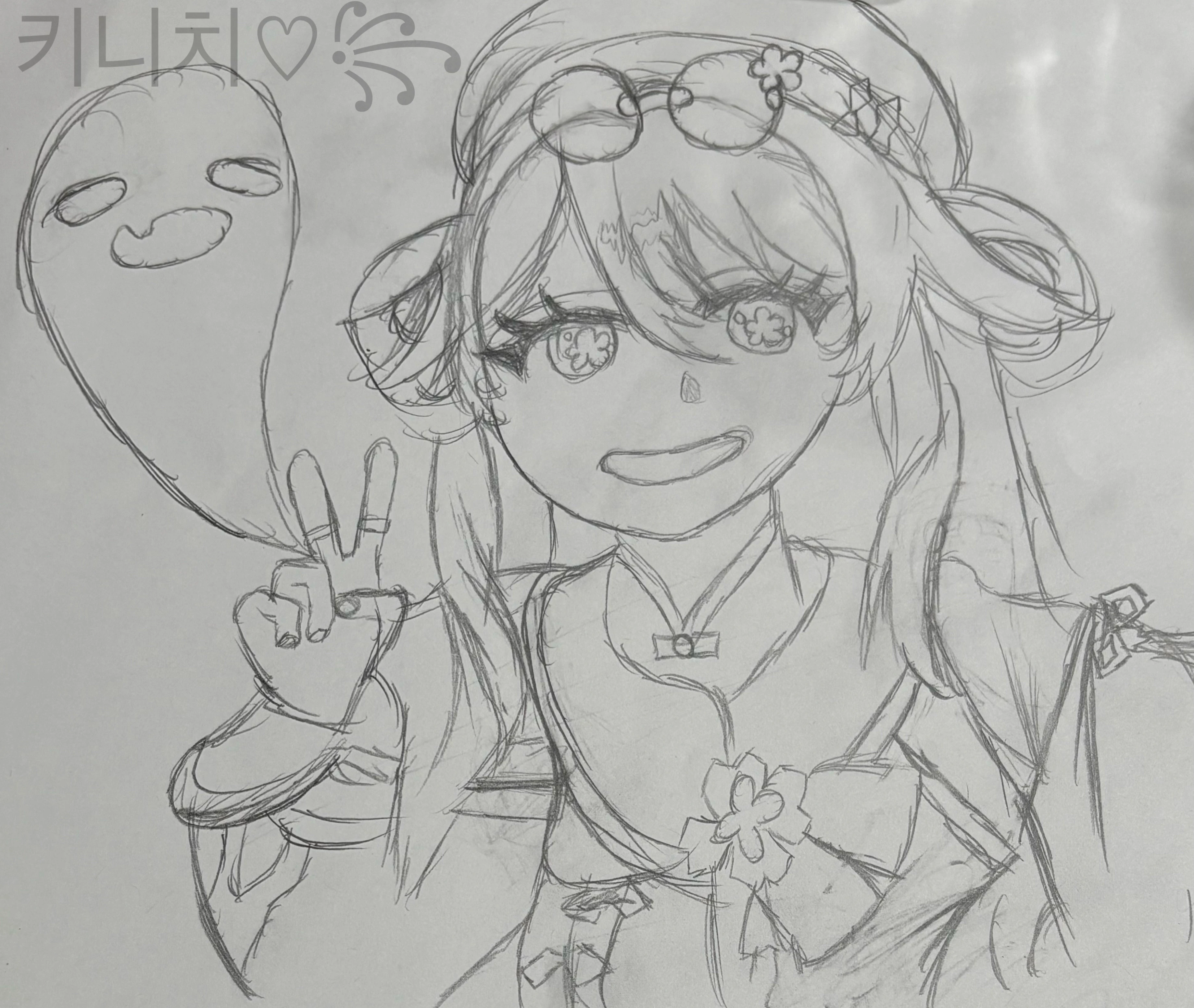 Small Hutao Sketch!! //new fit!! ️🤍// Genshin Impact | HoYoLAB