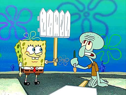 Squidward want to write in white fence | HoYoLAB