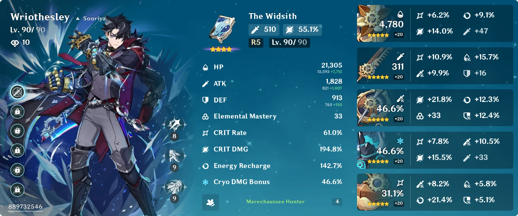 R5 Widsith vs R1 Surf’s up for C1 Wriothesely - Damage Comparison ...