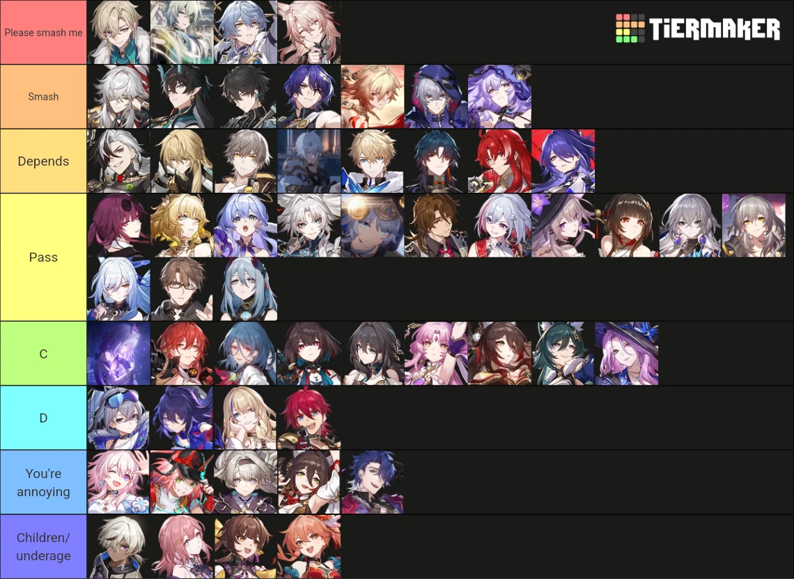Smash or pass hsr tier list (I'm a straight female) Honkai: Star Rail | HoYoLAB