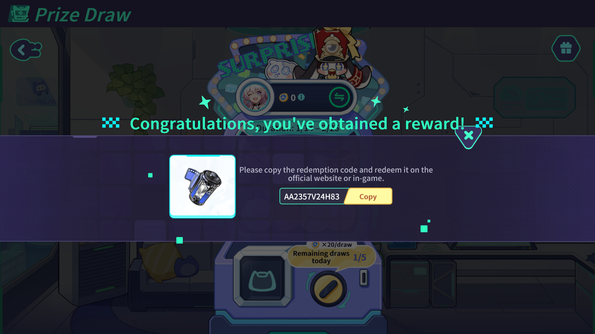 Random redem code that I got, only play ZZZ so get quick :p Honkai: Star Rail | HoYoLAB