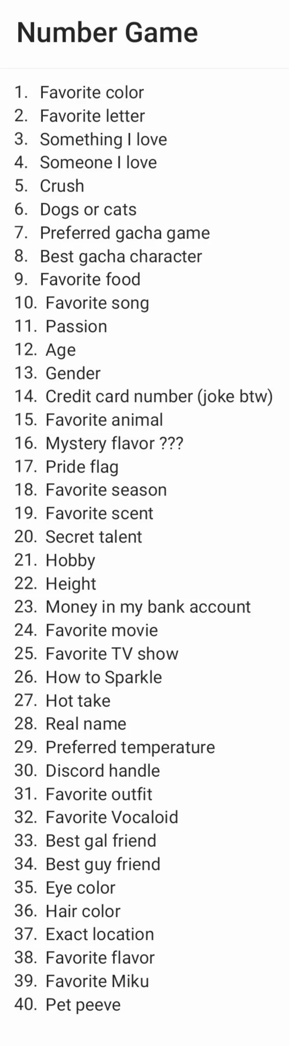 Pick a number and I'll answer honestly, let's get to know the REAL ...