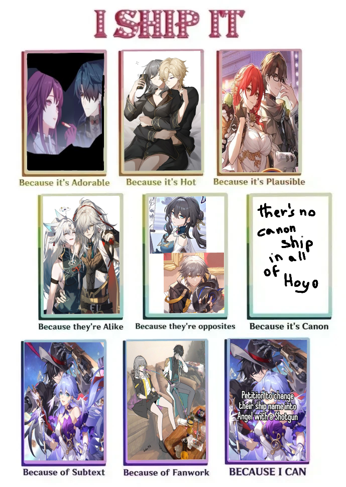 My ship list but I'm straight Genshin Impact | HoYoLAB