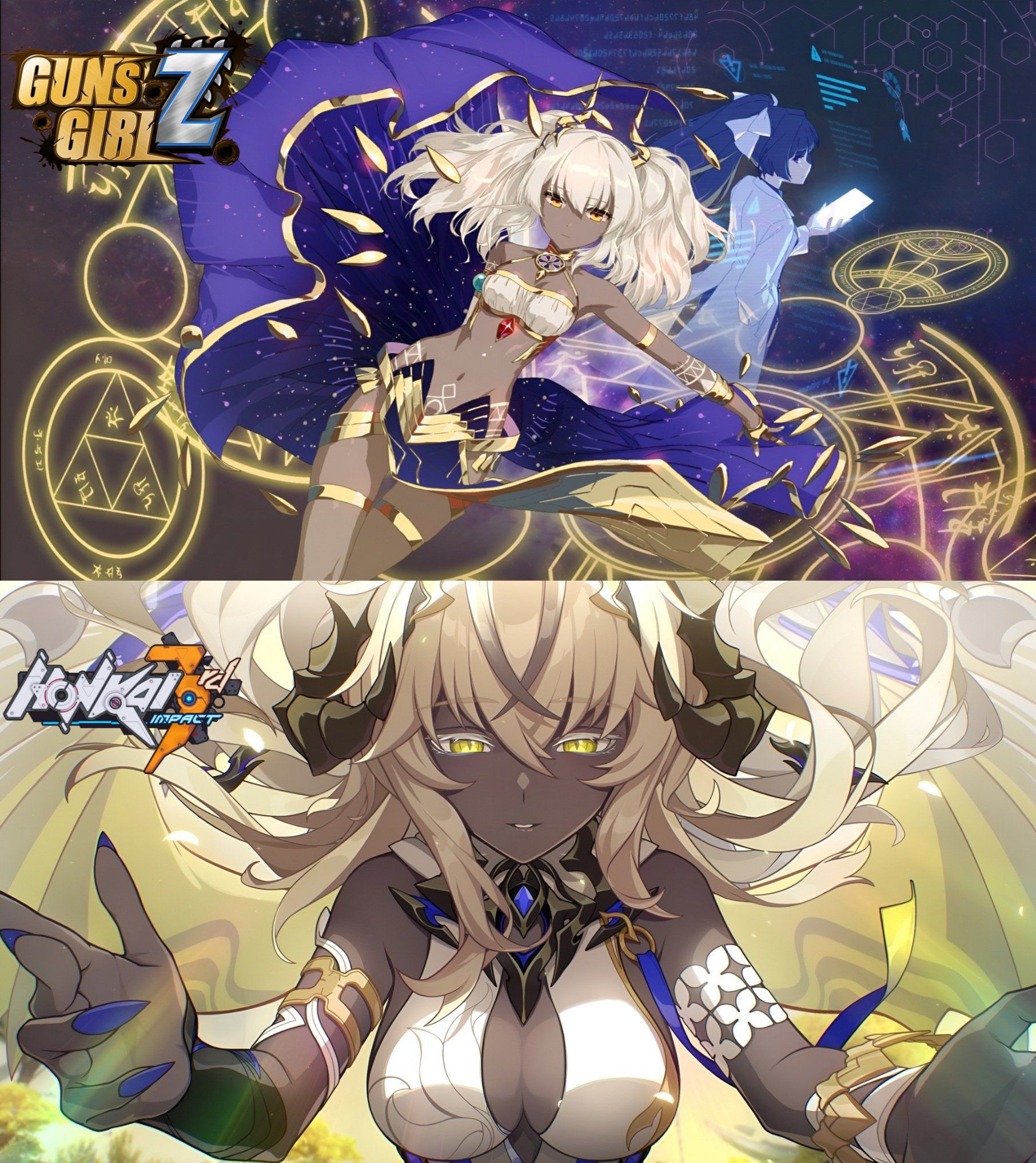 Mona from GGZ vs. Nahlah from HI3... hopefully, she'll be playable in the Mars arc Honkai Impact ...