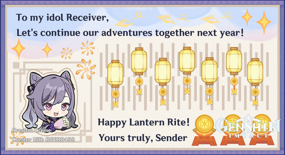 Keqing Envelope 📮 Genshin Impact | HoYoLAB