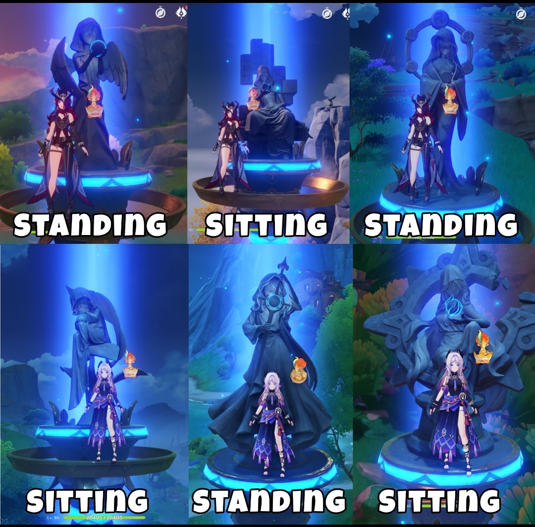 Why the Archon statues alternate between standing and sitting positions ...