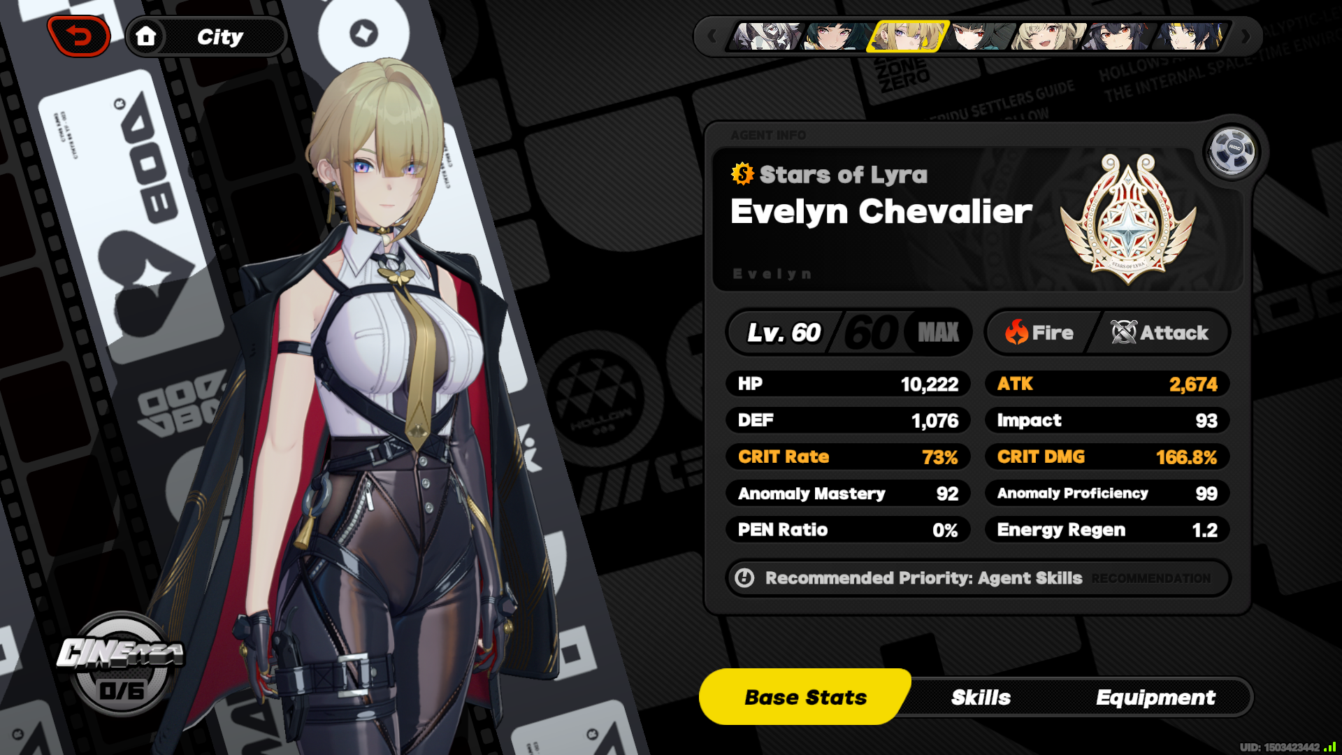 Day 1 Evelyn Build (i'm not okay after losing another 50/50 to Grace... 5 pulls from hard pity ...