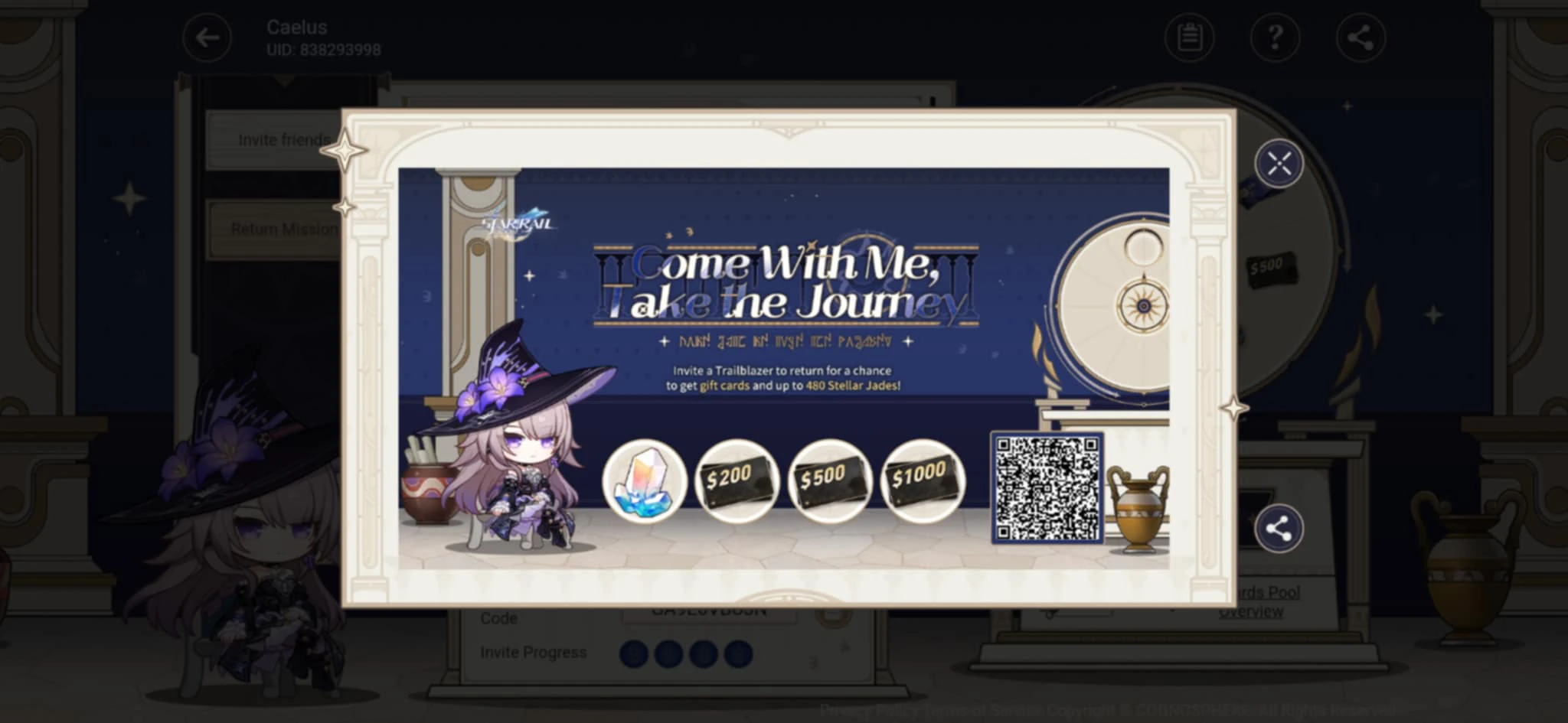 Pls use this code GA9E6VBUJN or scan the QR code below! Honkai: Star ...