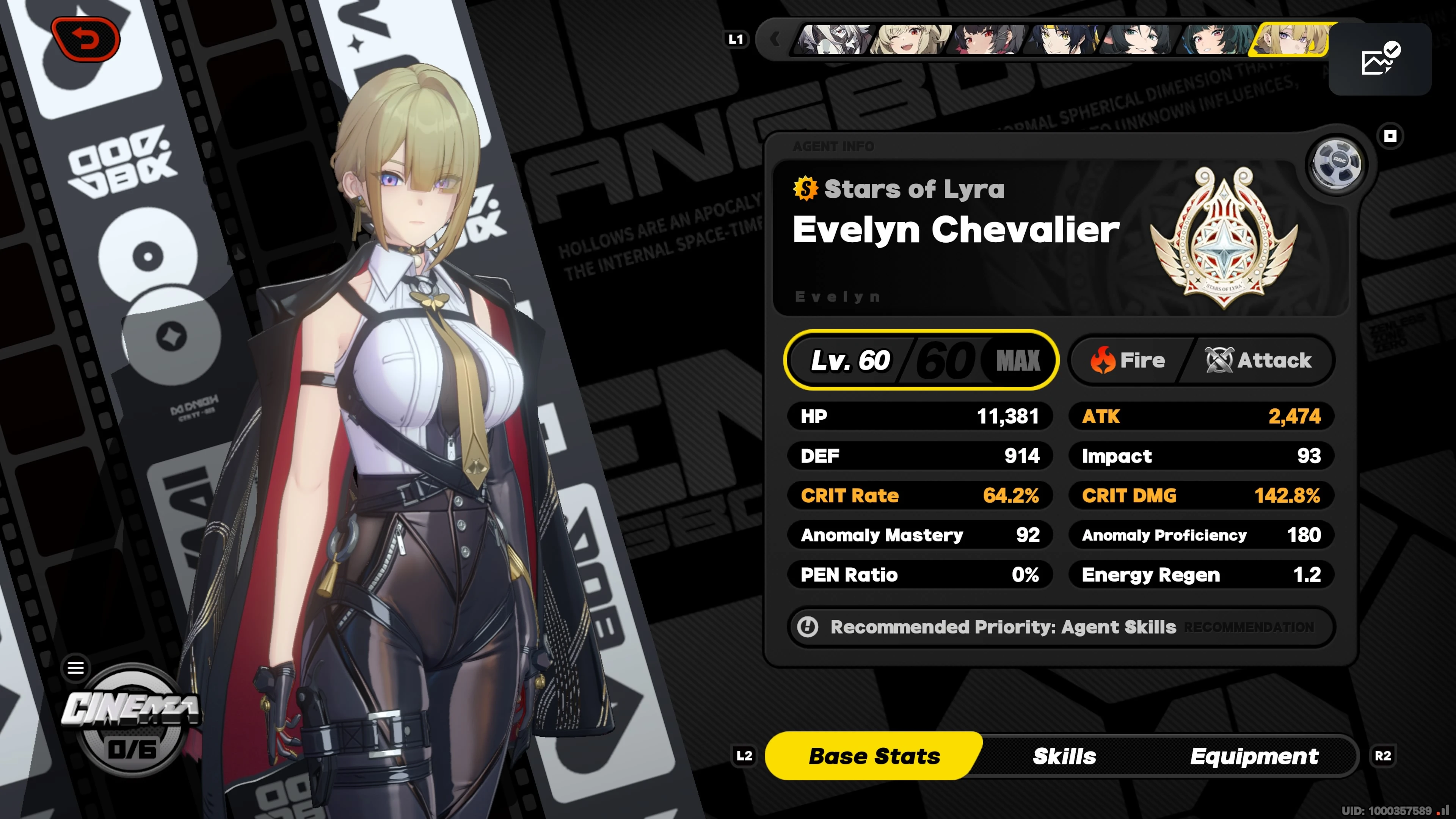 My current Evelyn stats Zenless Zone Zero | HoYoLAB