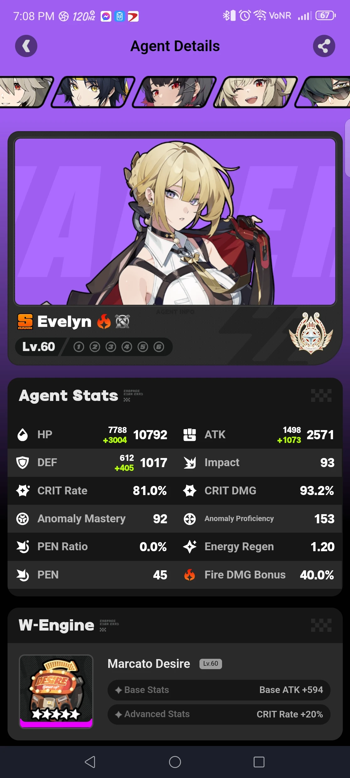 Evelyn Build so far, not perfect yet. Zenless Zone Zero | HoYoLAB