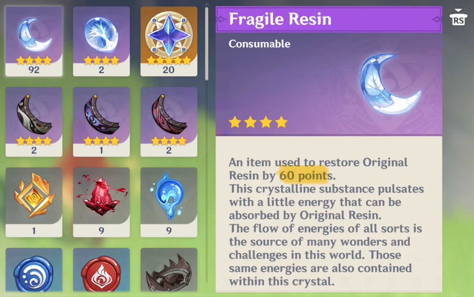 Q: Fragile resin value, does it increase on special events? And also ...