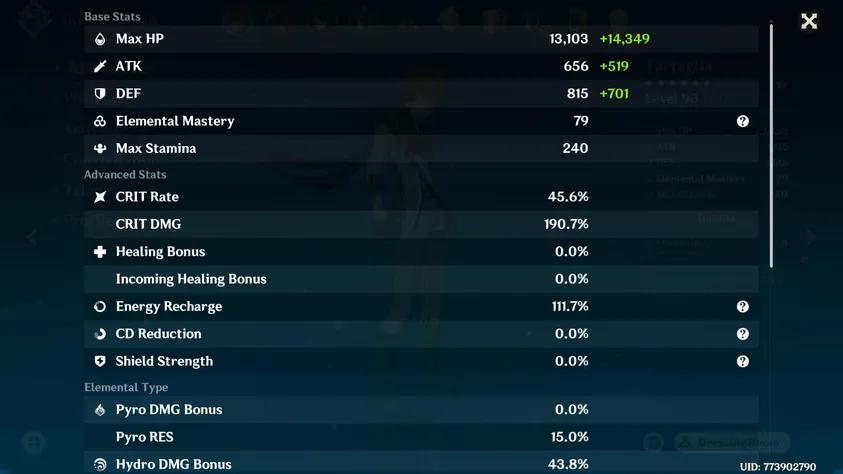 any tips to improve my childe build? (i wish to build him as main dps ...