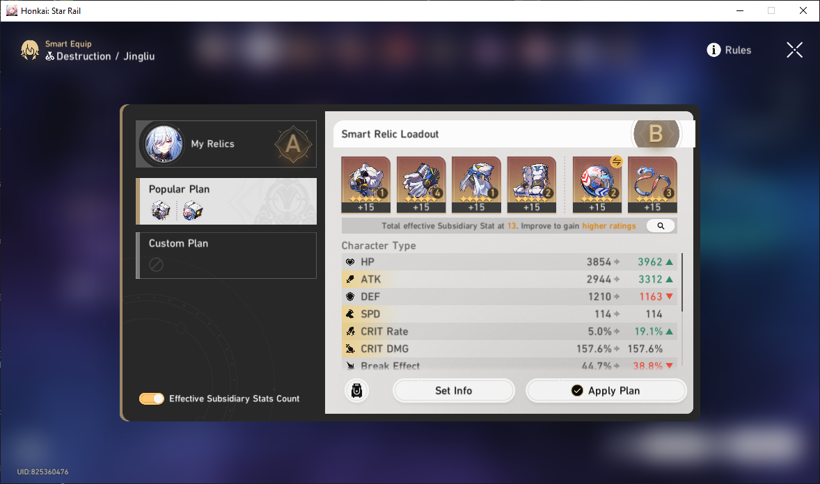 My Relics and Popular Plan Honkai: Star Rail | HoYoLAB