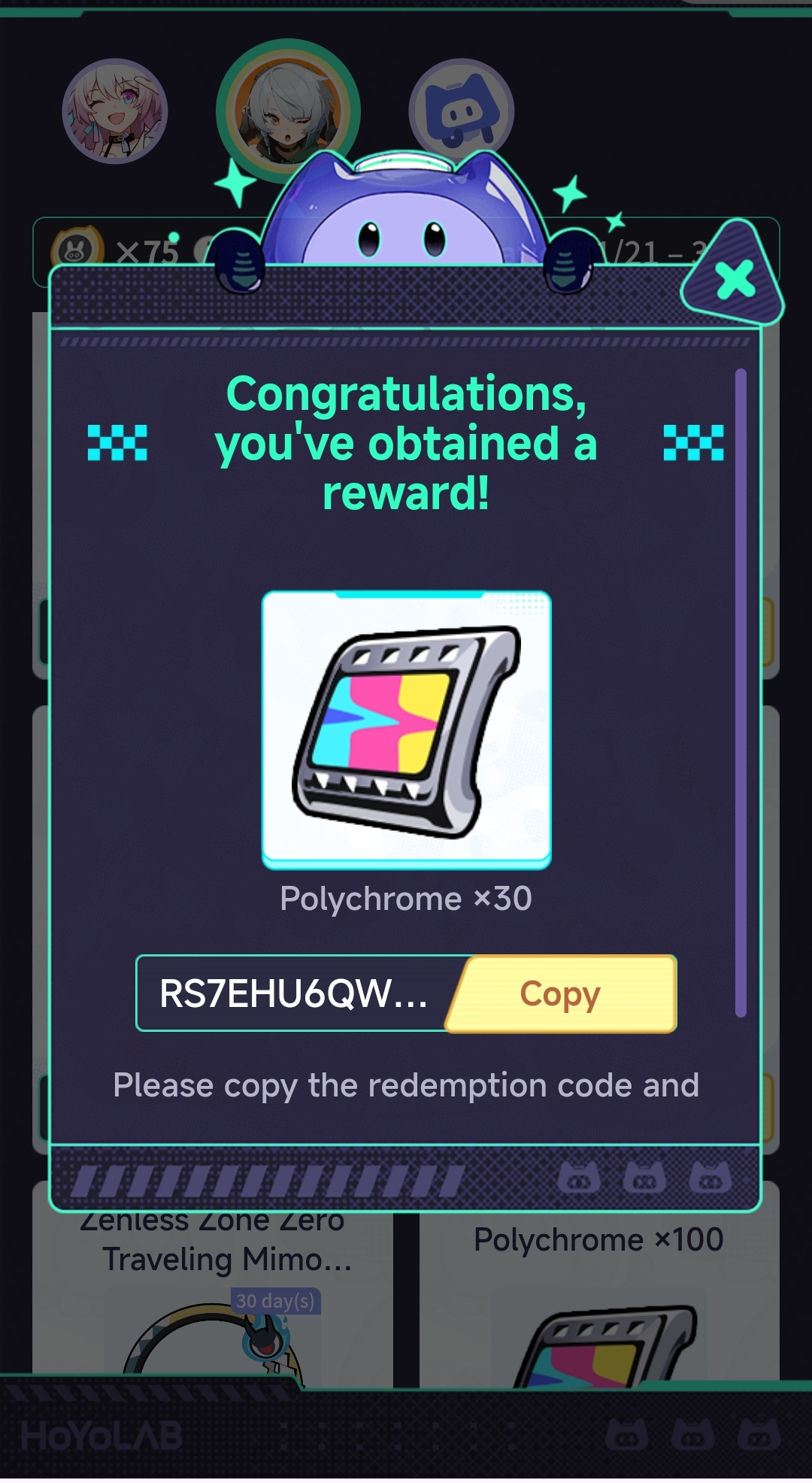 60 and 30 polychrome code i brought from traveling mimo!! Zenless Zone ...