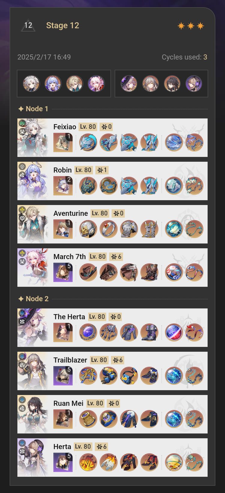 Off Element Feixiao + Bootleg Herta - 3 Cycle Clear Honkai: Star Rail ...