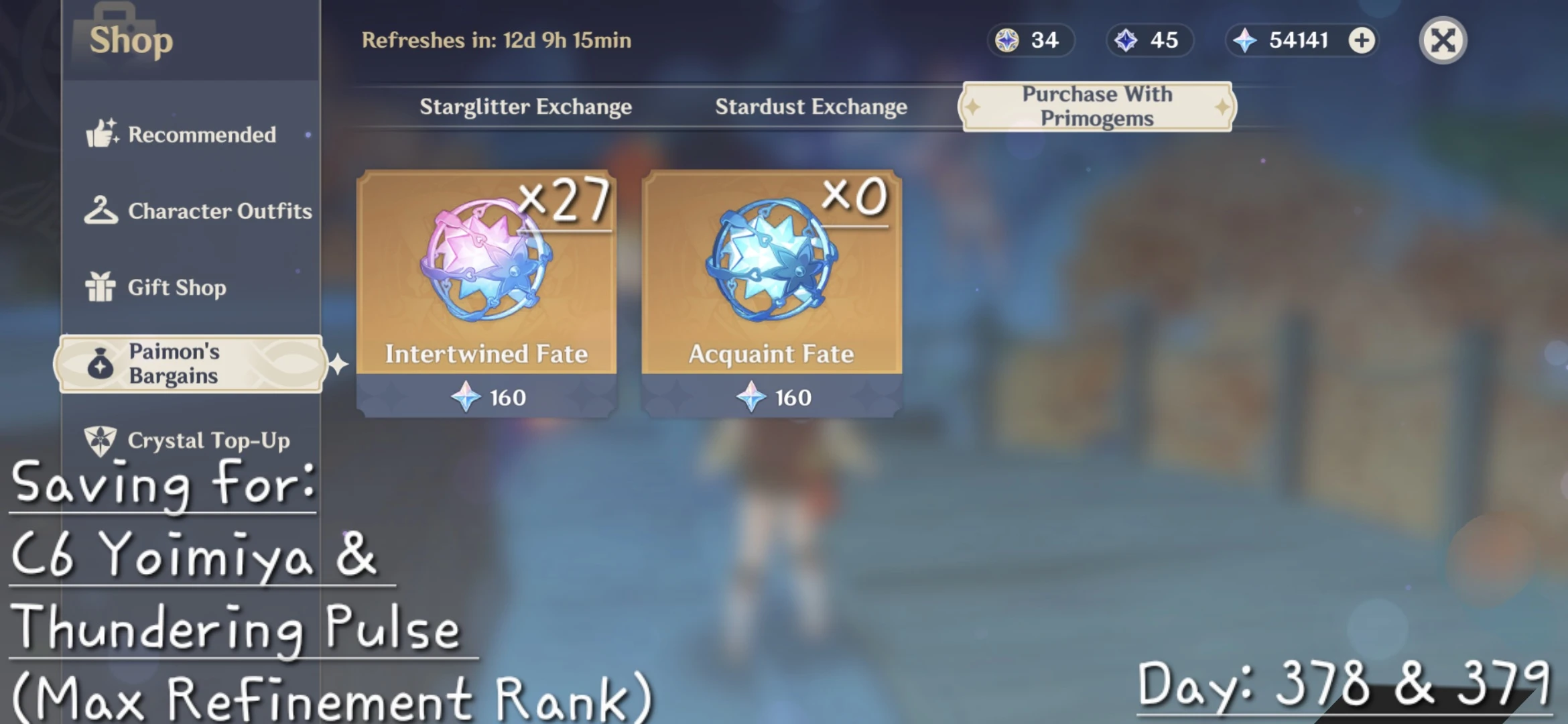 Saving for C6 Yoimiya & Thundering Pulse (Max Refinement Rank) Day: 378 ...