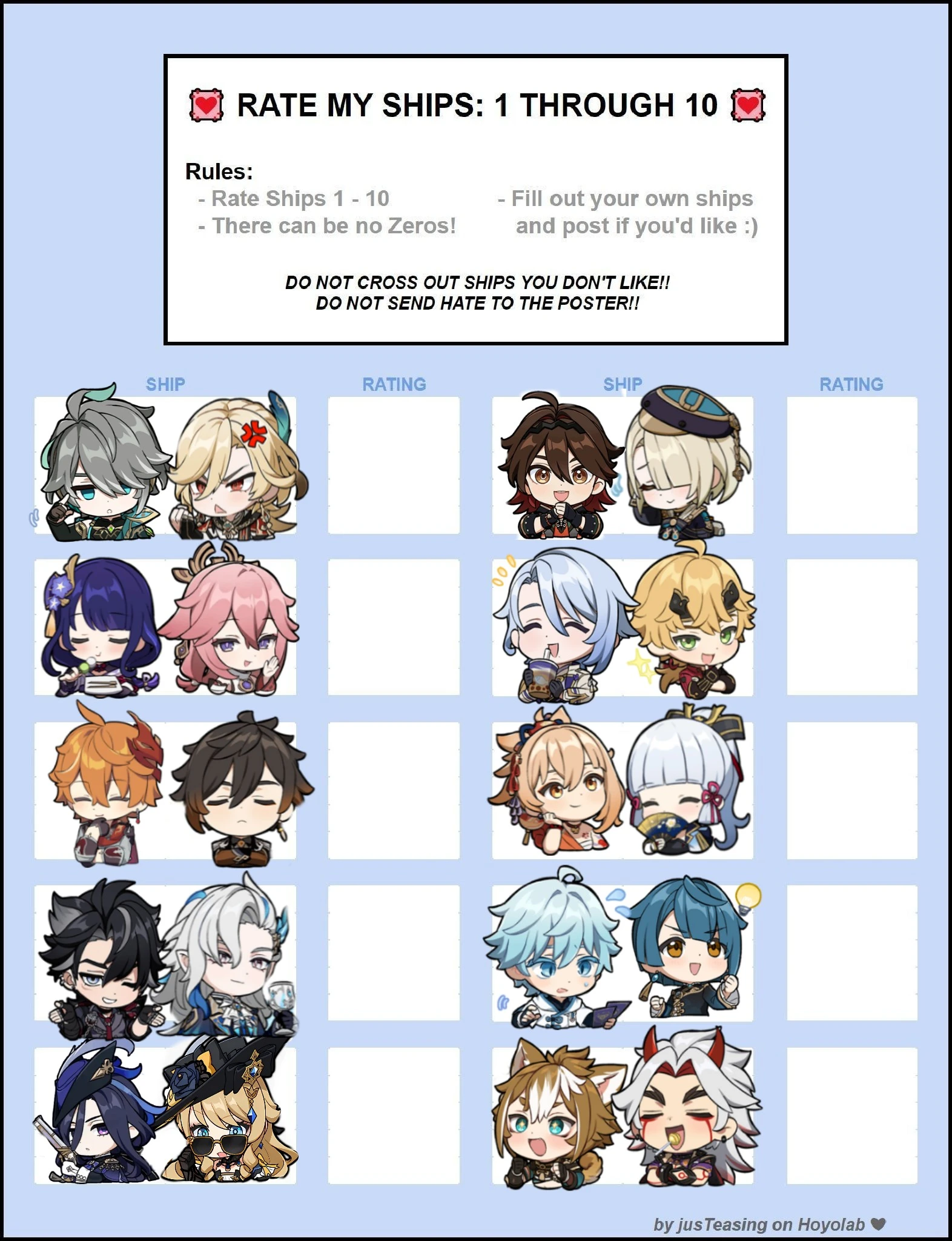 Rate my ships Genshin Impact | HoYoLAB