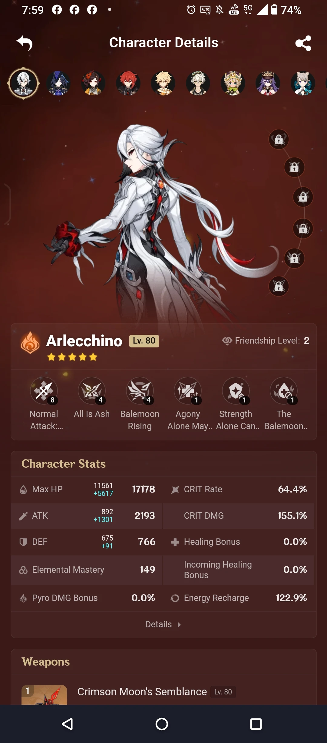 This is my current arlecchino build and my team (any tips to improve ...