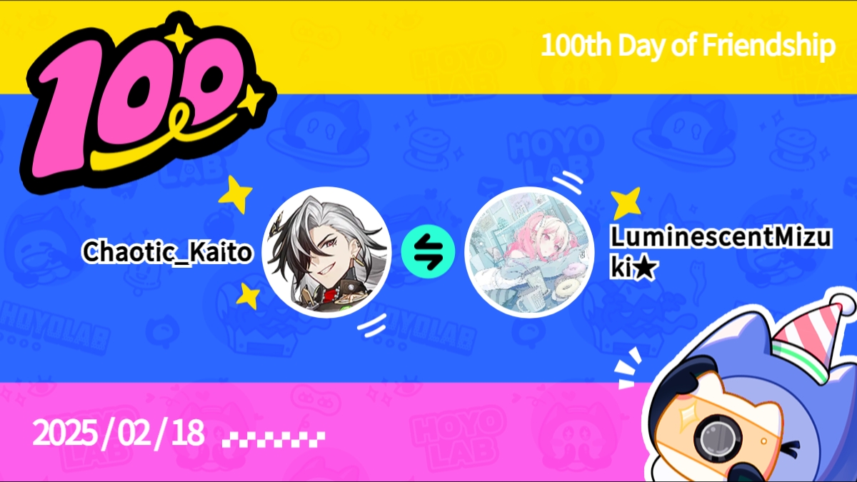 103 days of Friendship with @Chaotic_Kaito!! | HoYoLAB
