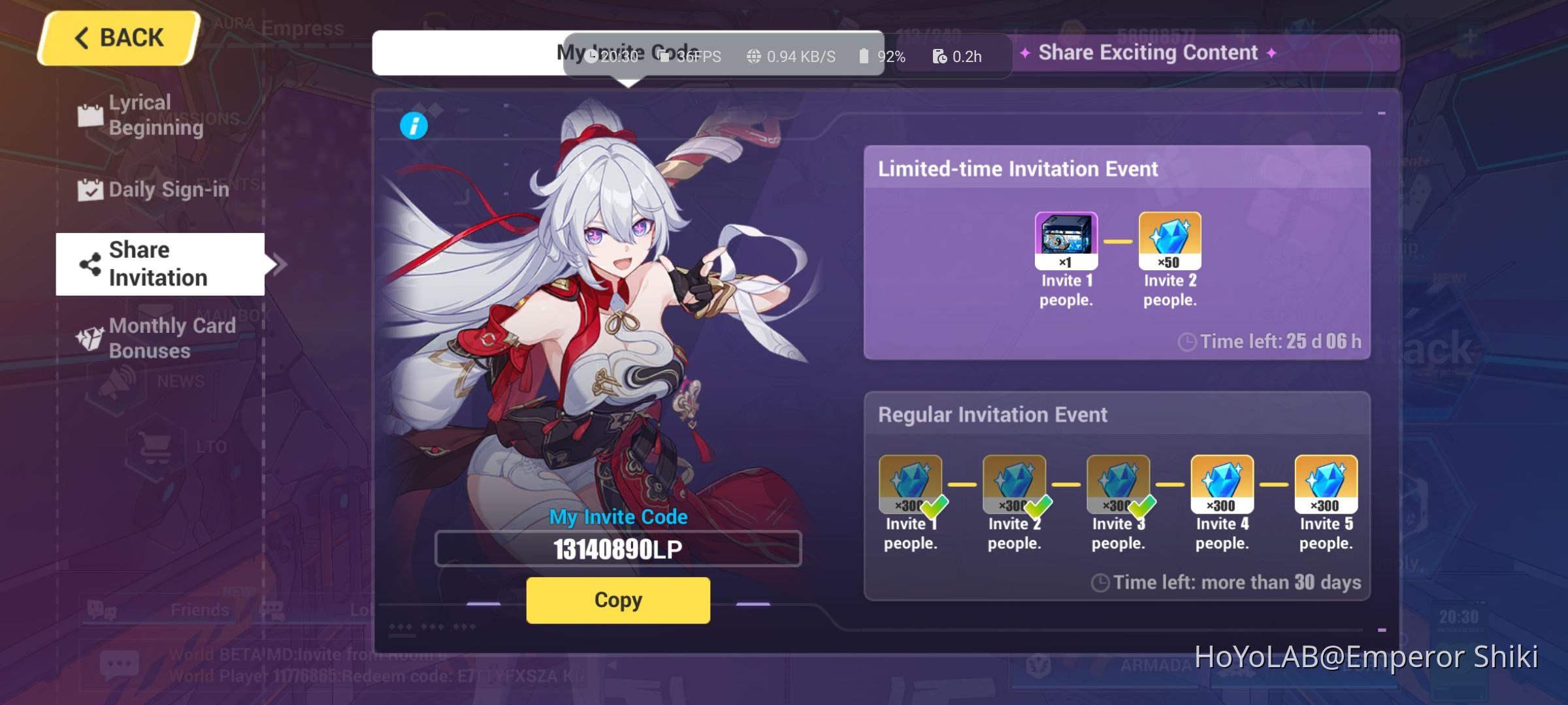 Share invitation code part 2 Honkai Impact 3rd | HoYoLAB
