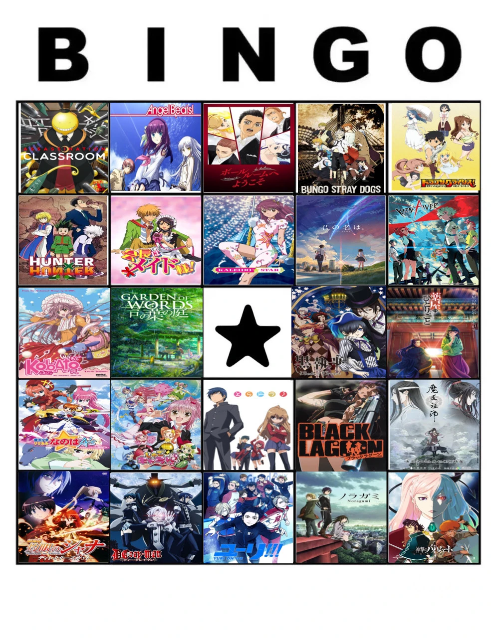 Anime Bingo | HoYoLAB