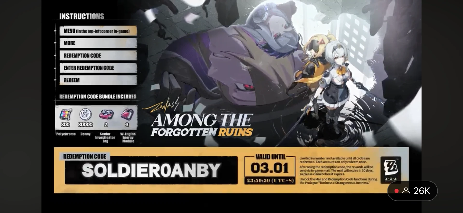 New ZZZ Redeem Code! Zenless Zone Zero | HoYoLAB