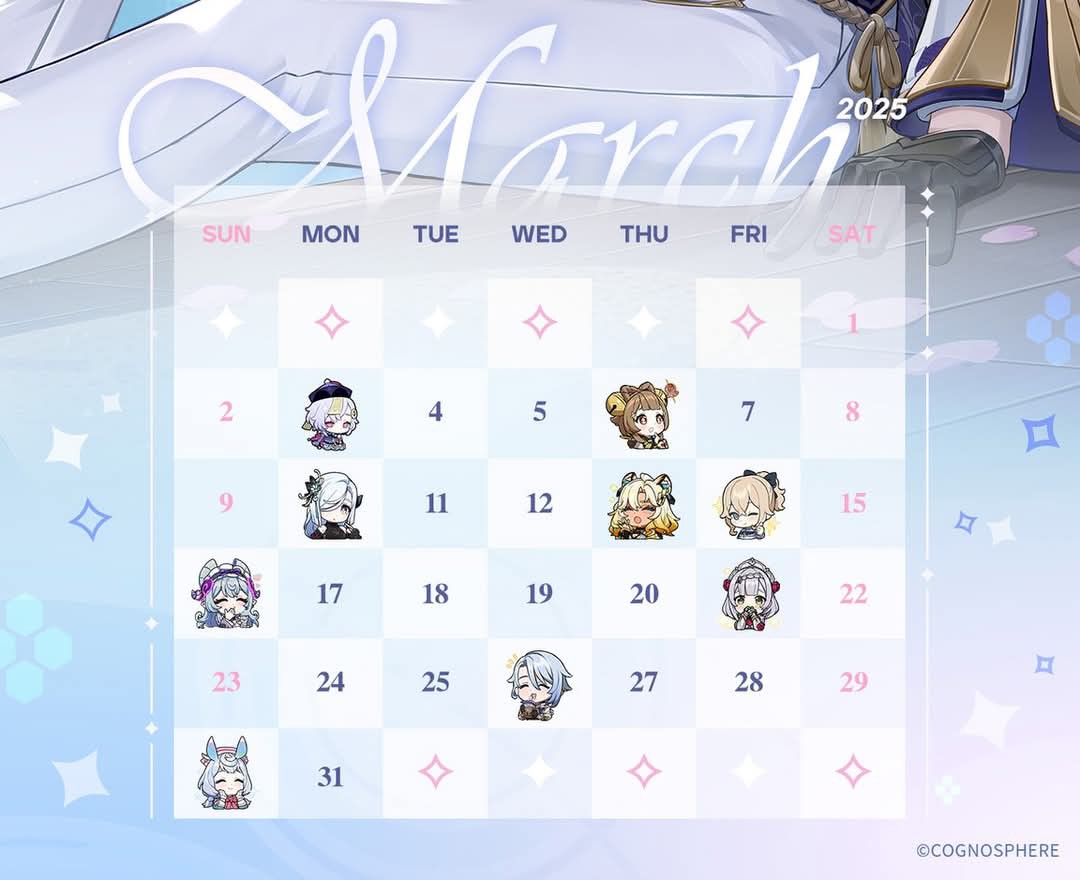 thing I noticed from this year's March calendar Genshin Impact | HoYoLAB